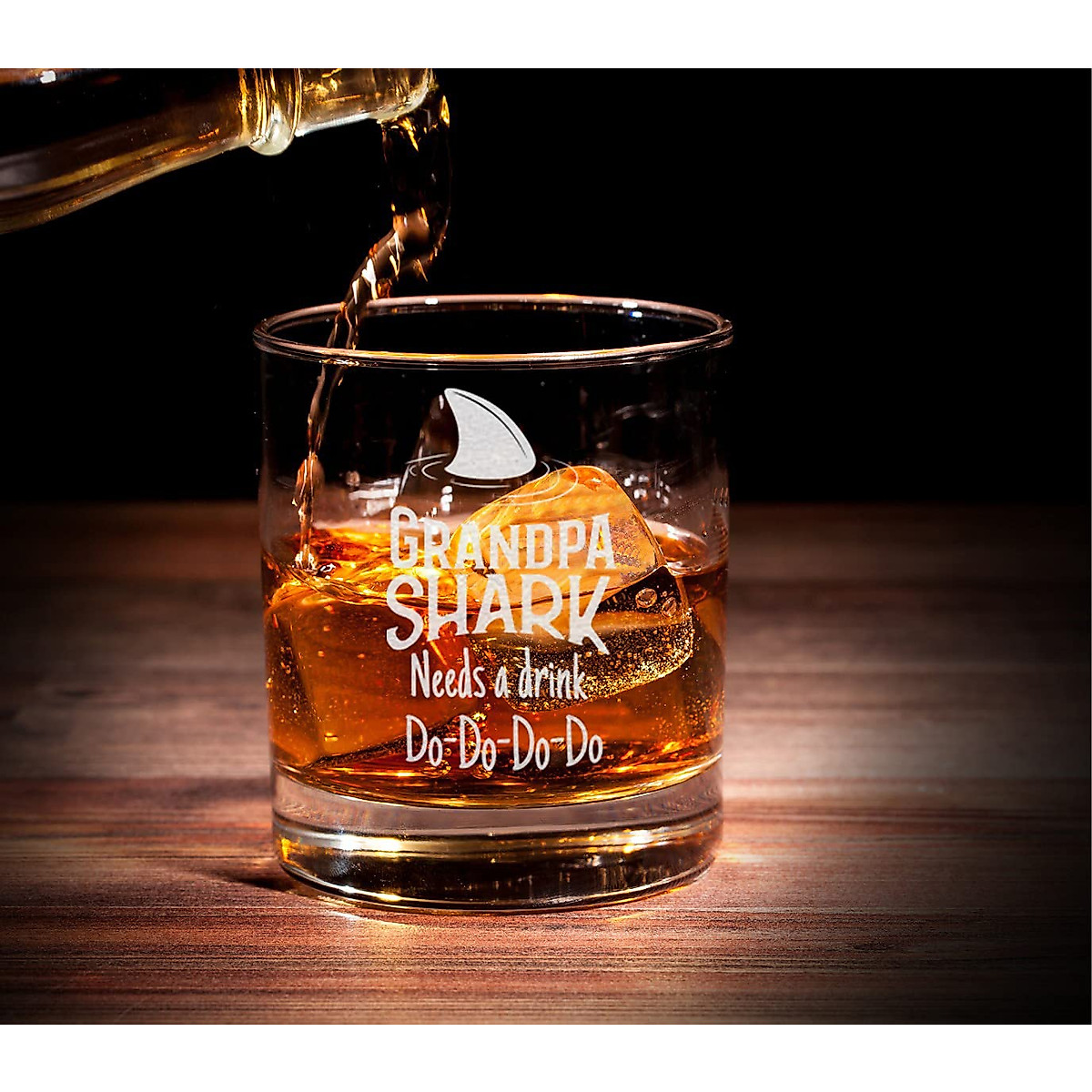 Grandpa Shark Needs A Drink Do Do Do Do Whiskey Glass - Gift For Grandpa From Grandkids