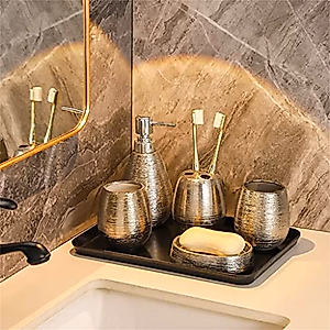 WYKDD Handmade Retro Ceramic Bathroom Five-Piece Set Wash Bathroom Toilet Supplies Set Wedding Wash Set