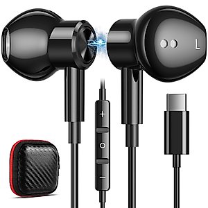 AFGHOA USB C Earbuds for Fire Max 11, Magnetic Headphones Wired for iPad 10th Generation Samsung Galaxy S25 S24,in-Ear Type C Noise Canceling Cord Earphones for iPhone 16e 16 15 Google Pixel 9