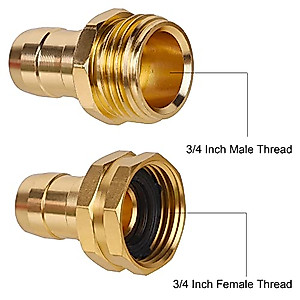 Biswing Garden Hose Repair Connector with Stainless Steel Clamps, 5/8" Barb x 3/4" GHT Thread Aluminum Water Hose Pipe Repair Kit, Female and Male Hose Connectors, 4 Pack