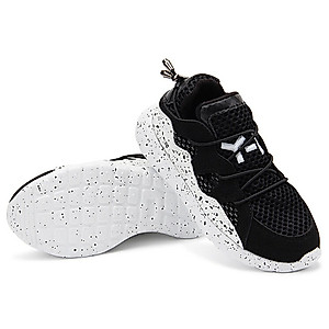 DADAWEN Boy's Girl's Casual Outdoor Mesh Light Weight Running Shoes Sneakers (Toddler/Little Kid/Big Kid) Black US Size 2 M Little Kid