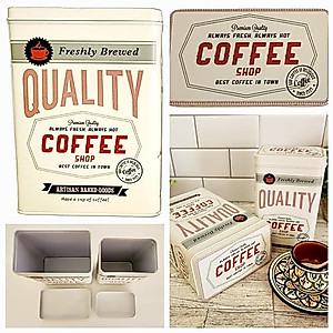 hadaaya Farmhouse Coffee Storage Container Set with Lids – Tall Rectangular Canisters for Coffee & Tea – Airtight White Kitchen Canister Set