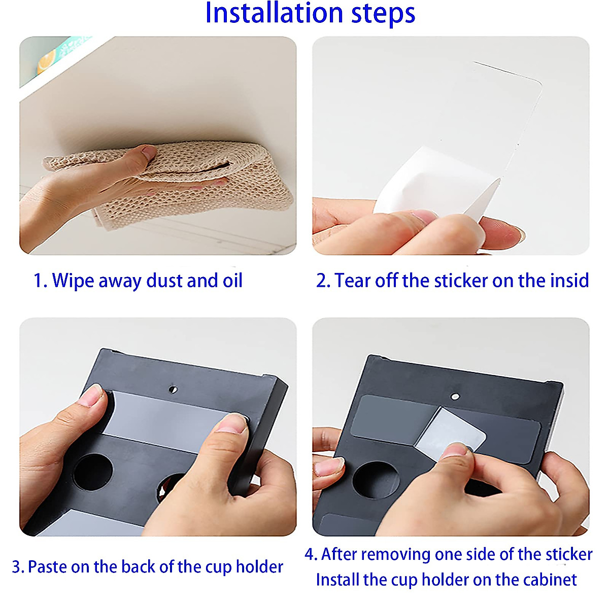 NIYUPE Wine Glass Rack plastic - Under Cabinet Stemware Wine Glass Holder Glasses Storage Hanger，For storage of goblets, wine glasses，2 Pack Bar Kitchen Hanger，black