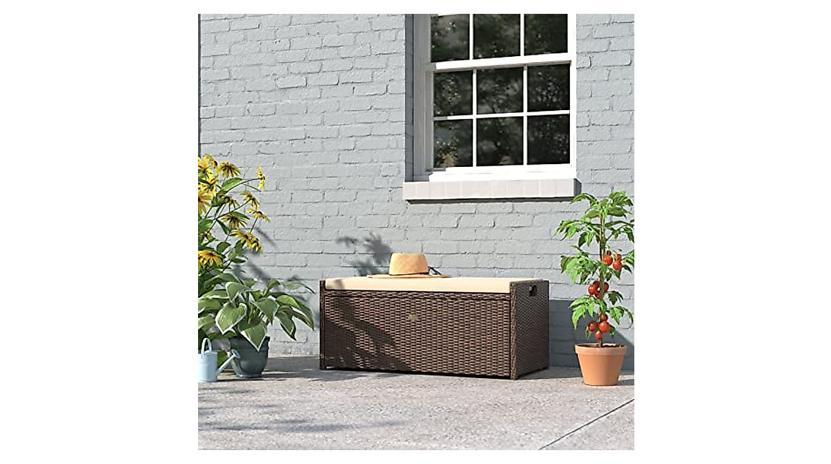 Barton 60-Gallon Outdoor Deck Box with Seat Cushion | Storage Bench