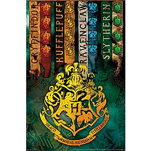 Trends International The Wizarding World: Harry Potter - House Crests Wall Poster, 22.375" x 34", Unframed Version