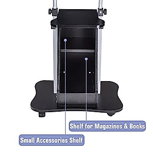 Instahibit Mobile Laptop Desk Adjustable Height Laptop Stand Cart Rolling Computer Laptop Table with Storage Home Office Black