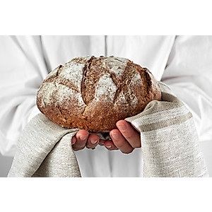 LINENVIBE Pure Linen Kitchen Tea Towels Set of 2 Flax Dish Towels 17 x 27 inches with Navy Blue French Country Stripes. (Navy)