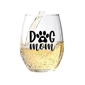 Dog Mom Wine Glass and Dog Dad Whiskey Glass Set for Dog Lovers - Best Gift for Dog Owners, Couples, Rescue Dogs, Men and Women - Funny and Cool Gifts for Couples With Pets