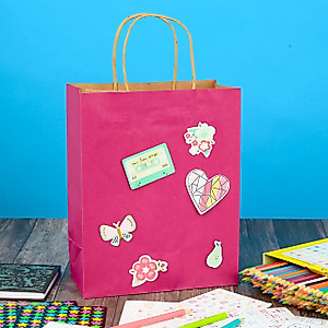 Prime Line Packaging 8x4x10 100 Pack Small Pink Bags with Handles, Kraft Paper Gift Bags, Burgundy Shopping Bags for Small Business Thank You & Goody Bags Bulk