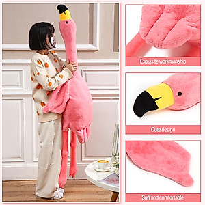 Hollowfly Large Flamingo Stuffed Animal, Giant Plush Flamingo Toy Flamingo Plush Pillow, Christmas in July Gift for Boys and Girls Birthday Gifts(Pink,63 Inch)
