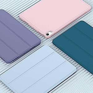 iMieet New iPad Air 5th Generation Case 2022/iPad Air 4th Generation Case 2020 10.9 Inch with Pencil Holder [Support Touch ID and iPad 2nd Pencil Charging], Trifold Stand Smart Case (Sky Blue)