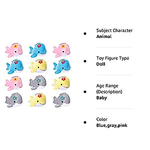 Zomiboo 12 Pcs Mini Animal Plush Toys Dolphin Stuffed Animals Sea Turtle Stuffed Animals Small Tiny Ocean Mini Plush Toys for Keychain Decoration Baby Xmas Bag Fillers Stocking Stuffs (Dolphin)