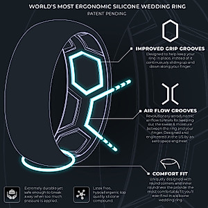 ThunderFit Men Breathable Air Grooves Silicone Wedding Rings, Rubber Engagement Bands 7.8mm Wide 1.8mm Thick - 1/2/3/4/6/7 Variety Multipack (Pack F - Size 9.5-10 (19.80mm))