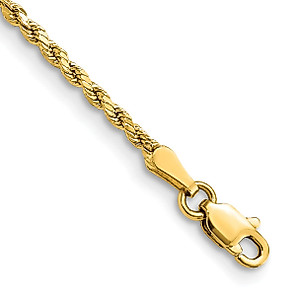 Avariah 10k Yellow Gold 2mm Semi-solid Diamond Cut Rope Chain - 8"