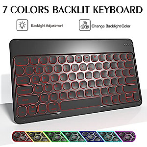 BOBOLEE Case Keyboard for iPad Pro 12.9 inch (6th, 5th, 4th, 3rd Gen), Wireless Detachable BT Backlit 7 Colors, 360° Rotatable Smart Folio Slim Cover Shell with Pen Holder