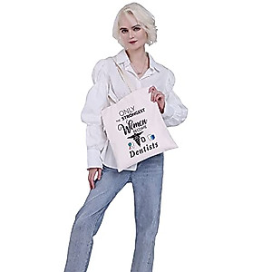 VAMSII Dentist Tote Bag Female Dentist Gifts Shoulder Bag Dental Assistant Gifts for Women Orthodontist Gifts (only the strongest women become Dentists)