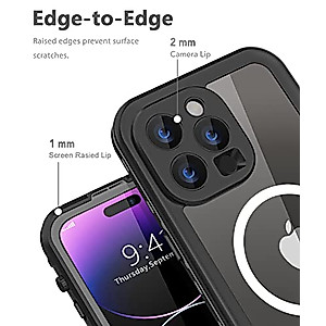 Dewfoam Design for iPhone 14 Pro Max Waterproof Case, Shockproof Dustproof Case with Screen Protector, Full Body Protective Phone Case for iPhone 14 Pro Max 6.7''(Black)