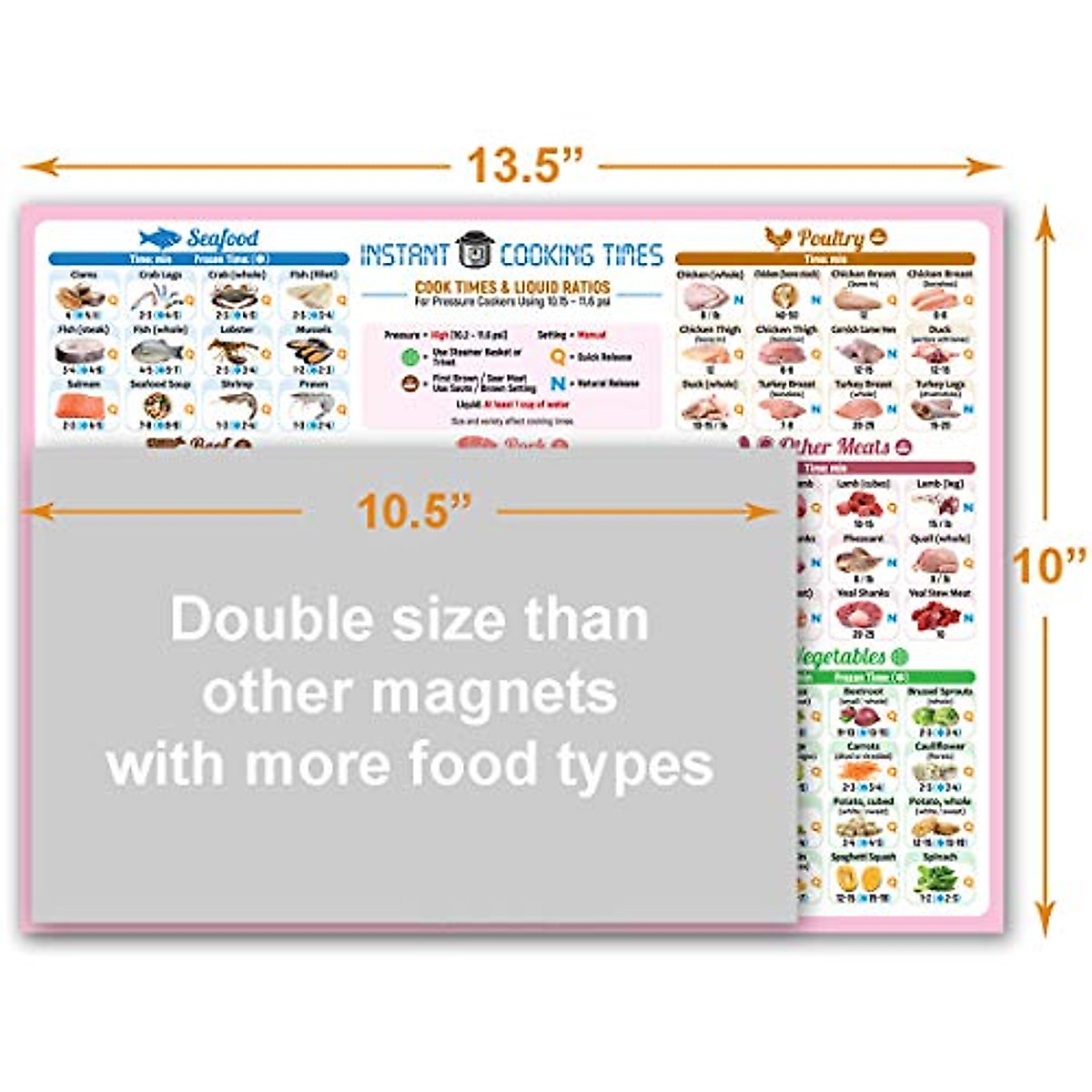 Perfect Pink Instant Pot Accessories for Women Unique 100+ Photo Cooking Times Cheat Sheet All-In-One Magnet Big Text Easy To Read 13.5"x10"Largest Magnetic Cook Chart Guide for Mother Daughter Wife