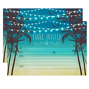 Your Main Event Prints 20 Beach Palm Tree Invitations – Nautical, Rustic Elegant Invites for Weddings, Rehearsal Dinners, Bridal Showers, Engagements, Birthdays, Bachelorette Parties, Baby Showers