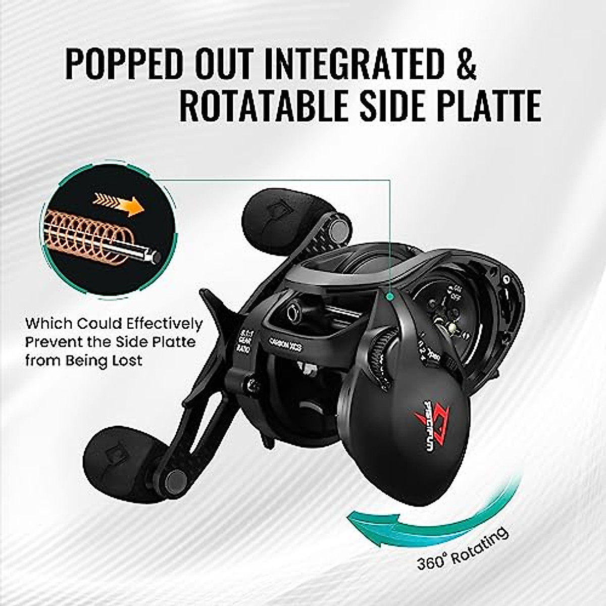 Piscifun Carbon XCS Baitcaster Reel, 5.5 oz Baitcasting Fishing Reel, 8.1:1 Gear Ratio & Dual Brake System Carbon Frame Smooth Casting Reel, Carbon Black Right Handed