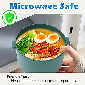 GMAEURL Microwave Ramen Cooker Soup Bowl Containers with Compartment & Lid for Soup Ramen Noodle Rice BPA Free Dishwasher Safe