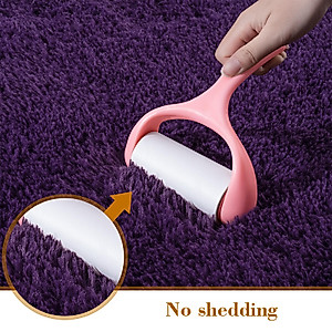 Fosirug Rugs for Bedroom 5x8 Feet Area Rug for Living Room Ultra Soft Shaggy Carpet for Home Decor Long Plush Fluffy Mat Faux Fur Rug for Bedside Nursery Kids Room College Drom, Purple