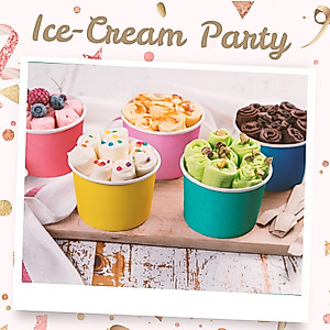 MATICAN Paper Ice Cream Cups, 50-Pack 9-oz Disposable Dessert Bowls for Hot and Cold, 9-ounce, Hot Pink, Baby Pink, Mint, Yellow, Blue