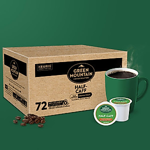 Green Mountain Coffee Roasters Half Caff, Single-Serve Keurig K-Cup Pods, Medium Roast Coffee, 12 Count (Pack of 6), Total 72 Count