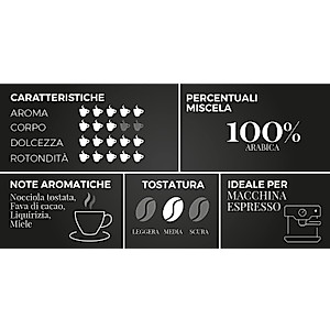 Aiello Caffe Italian Espresso Coffee Beans 2.2 LB Bag Arabica Whole Bean Coffee Blend Freshly Roasted and Blended in Southern Italy