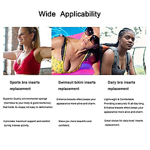 DAYKIT 3 Pairs Removeable Push up Triangle Bra Pads Inserts for Bikinis Top Sport Bra Swimsuit for C D Cups-Beige