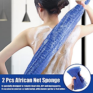 2 Pcs African Net Sponge, African Exfoliating Net Bath Sponge Body Scrubber Net Washcloth Back Scrubber Skin Smoother for Daily Use
