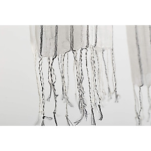 Jeelow 100% Linen Lightweight Striped Light Scarf Shawl Wrap For Men & Women (White Linen Black Stripes)