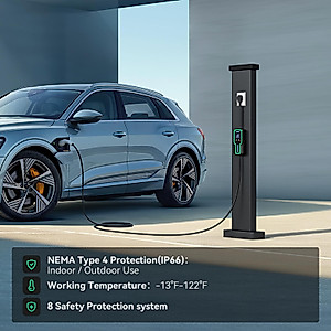 SOPHTRANS Level 2 EV Charger,10 to 40 Amp with J1772 NEMA 14-50 Thick Cable (8AWG), Wall Mounted & Portable Electric Car Charger with WiFi (100-240V,25ft) (Black)