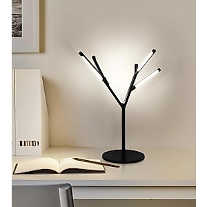 Q&S Bedside Table Lamp,Modern LED Black Table Lamp Mid Century Industrial Side Table Lamp for Living Room Bedroom Office Desk