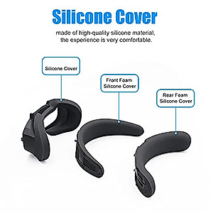 HUAYUWA VR Face Pad Suit Set Fits for Oculus Rift S Headset Accessories, 1 Silicone Protective Cover + 1 Front Foam + 1 Rear Foam Silicone Cover (Black)