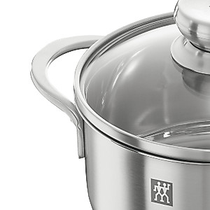 Zwilling Nova 1.5 L Stainless Steel Stew Pot with Glass Lid (Casserole) Suitable for All Stove Tops - 16 cm Diameter