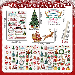 WANDIC 16 Sheets Rub On Transfer Stickers, Christmas Theme Stickers Aesthetic Decor Transfer Stickers for Scrapbook Journal Planner Album,4 * 6in