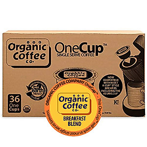 The Organic Coffee Co. Compostable Coffee Pods - Breakfast Blend (36 Ct) K Cup Compatible including Keurig 2.0, Medium Roast, USDA Organic