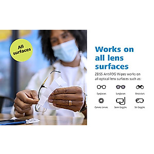 ZEISS Anti-Fog Lens Wipes, Pre-Moistened, Individually Wrapped Defogger Wipes for Coated Lenses, Binoculars, Scopes, Cameras, and Glasses, 30 Count
