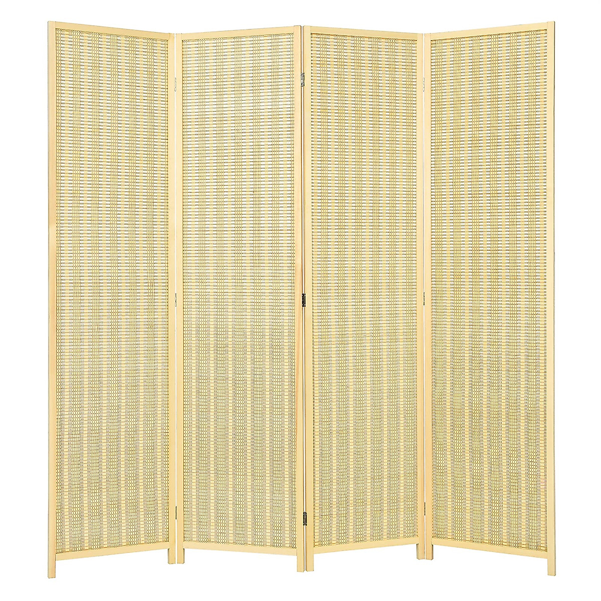 Giantex Bamboo Room Divider, 6 Ft Tall Freestanding Folding Privacy Screen, Wooden Room Separators Divider Wall, Portable Partition Boho 4 Panel Room Dividers for Home Office Bedroom Apartment Studio