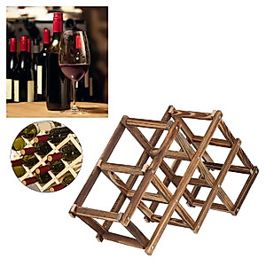Wood Wine Rack Freestanding Wine Rack,Wood Wine Storage Racks Countertop,Foldable Wooden Stackable Wine Cellar Rack Wine Bottle Stand Holder Display Shelf (Brown)