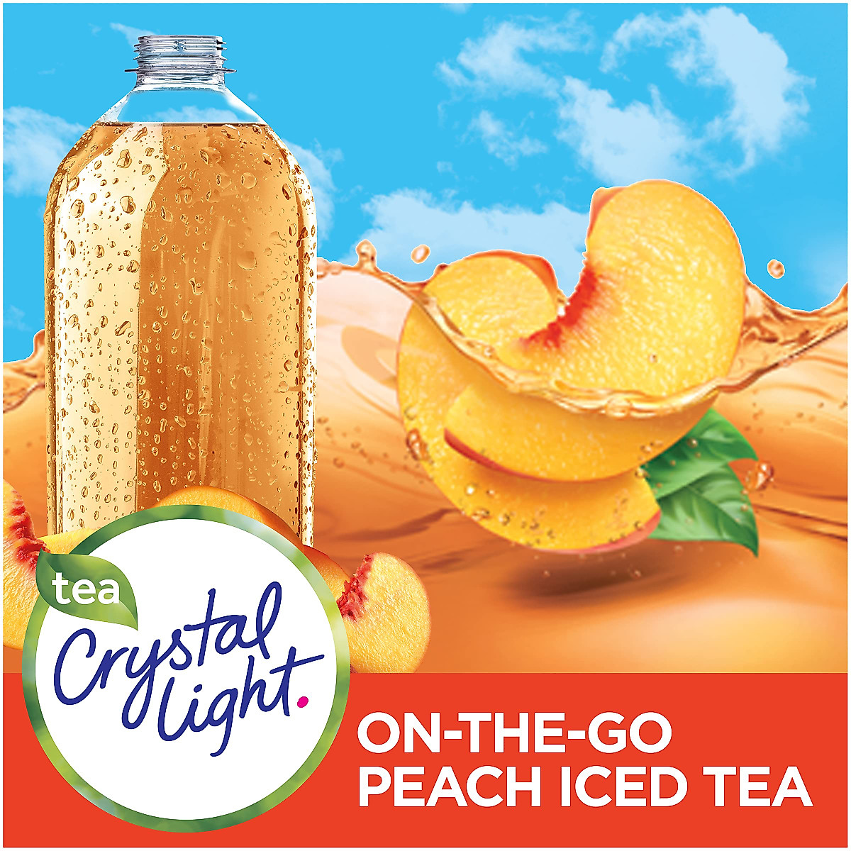 Crystal Light On-the-Go, Peach Iced Tea Drink Mix, 10 CT (Pack of 8)