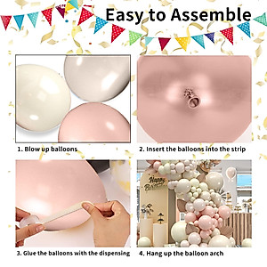 Neutral Balloon Arch Kit, White and Beige Balloon Arch Kit With 18/12/10/5 inch Sand White Ivory White Macaron Orange Latex Balloon for Birthday Baby Shower Wedding Boho Bridal Party Decorations