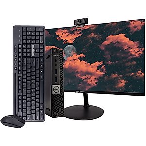 Dell Optiplex 7040 Micro Desktop Computer PC, Intel Quad Core i5, 16GB RAM, 1 TB SSD, Windows 10 Pro, 23.6 Periphio Monitor, New Periphio Webcam, Periphio Wireless Keyboard & Mouse (Renewed)