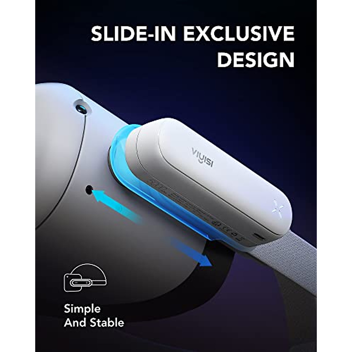 VIYISI Battery Pack for Oculus Quest 2, 5000mAh Portable Charger for Meta Quest, Power Bank for VR Accessories Extend Extra 2-4 Playtime