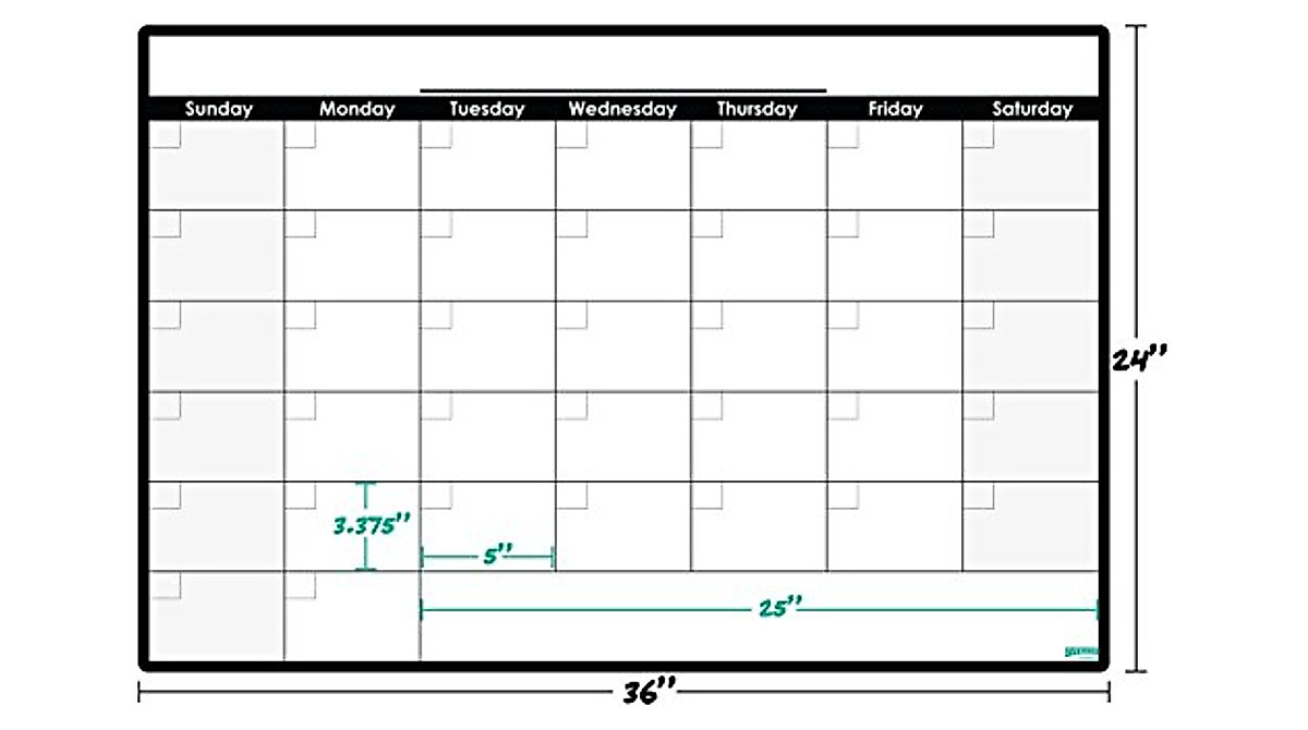 Everase Dry Erase Peel & Stick Monthly Calendar