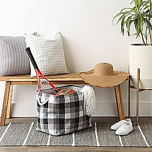 DII Buffalo Check Storage Collection Collapsible Bin with Handles, Large Rectangle, 17.5x12x15, Tri Color Black