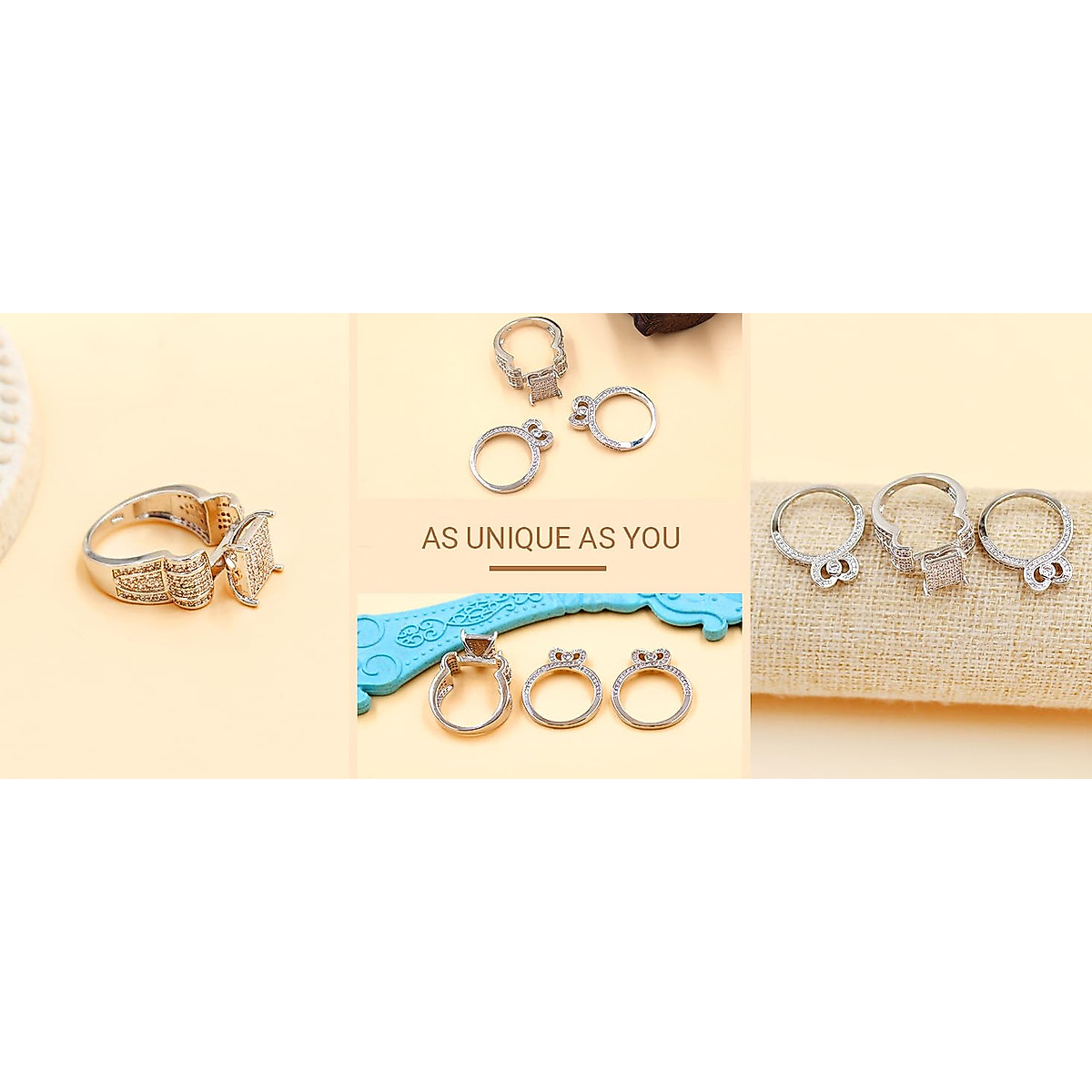 Uloveido 3Pieces Bridal Wedding Engagement Heart Rings Set Platinum Plated Jewelry Stacking Rings Set for Women Girls Anniversary Ring Gift with Cubic Zirconia Stons Y451 (7)