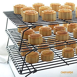 CHEFMADE Baking and Cooling Rack, 13.5-Inch Non-Stick Stackable Collapsible Rectangle Wire Rack for Oven Baking (Black)