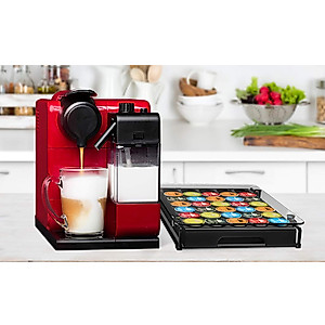 EVERIE Glass Top Coffee Pod Storage Organizer Drawer Holder Compatible with K Cup Pods, Holds 35 Pods, KP3501-BL